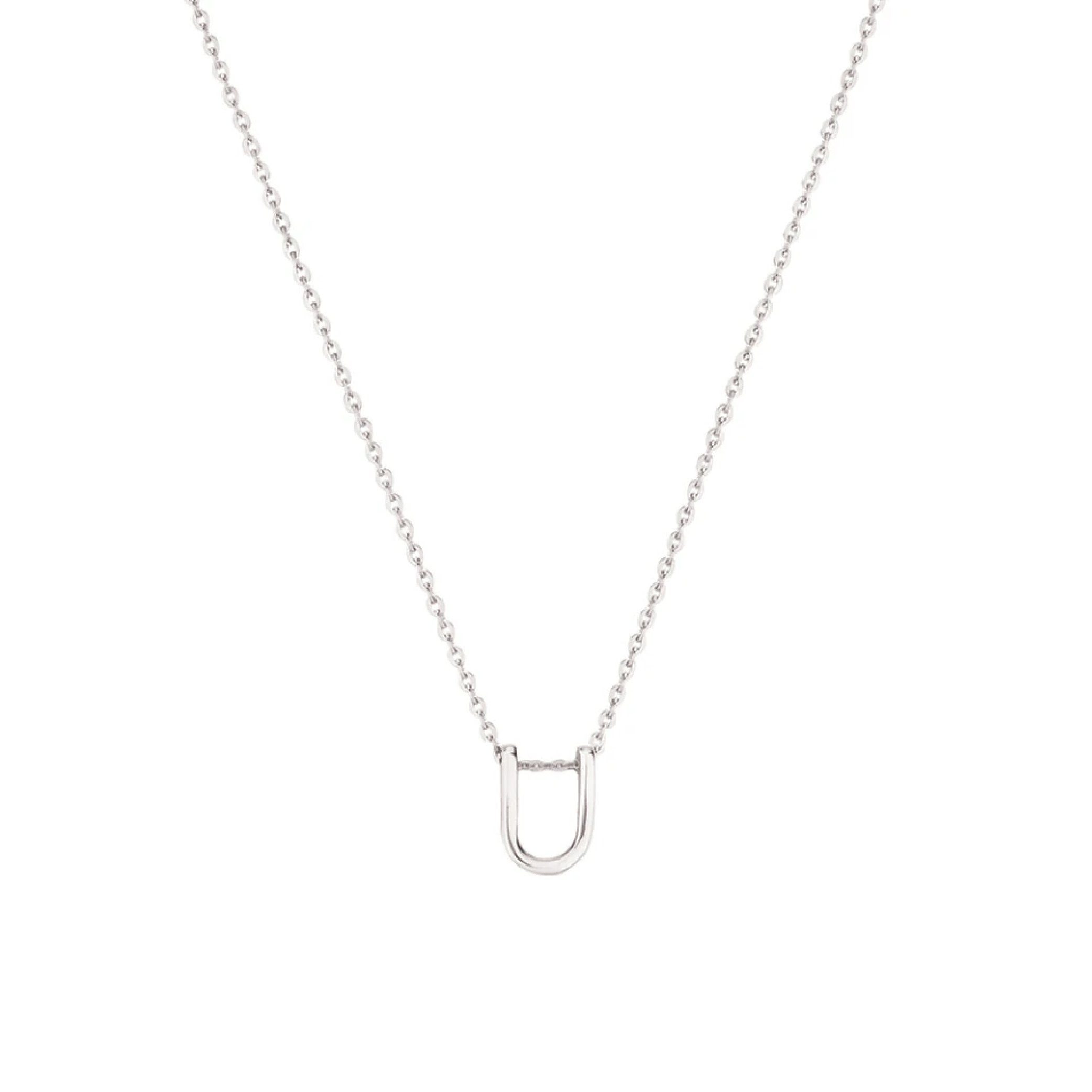 Sterling Silver Letter Necklace - U – Elms